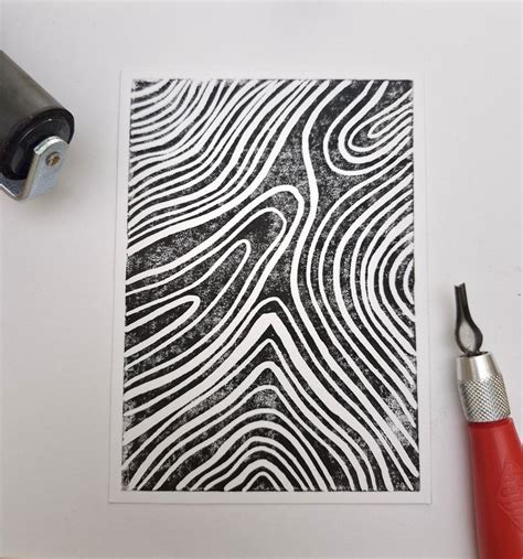 Handmade Linocut Pattern Print In Black Etsy Linocut Linocut Prints Geometric Pattern Design