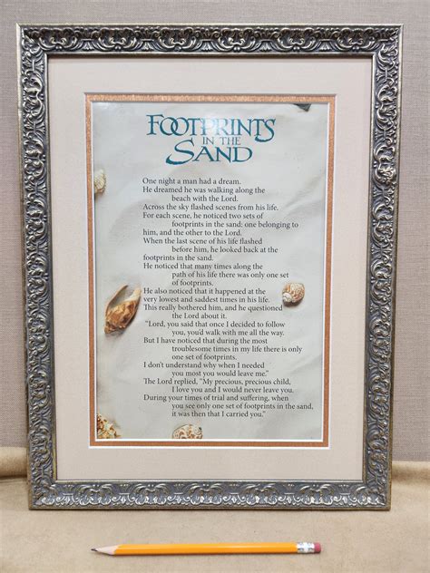 Footprints In The Sand Poem Custom Framed Picture Etsy