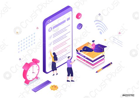 Online Testing Background Vector Illustration With Checklist Taking