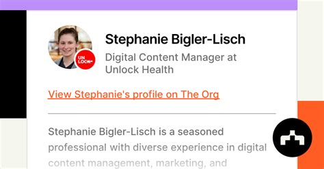 Stephanie Bigler Lisch Digital Content Manager At Unlock Health The Org