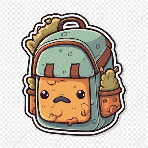 Cute Backpack Sticker With Plants On It Vector Clipart Font Headgear