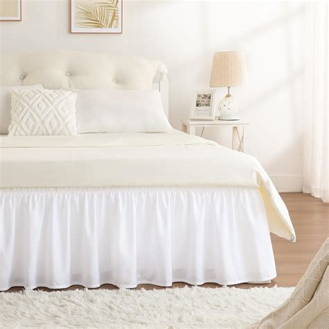 Rimela White Bed Valance Double Elastic Bed Skirt Bed Valance Sheet