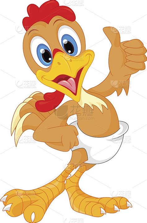 可爱的小公鸡卡通竖起大拇指素材 花瓣网