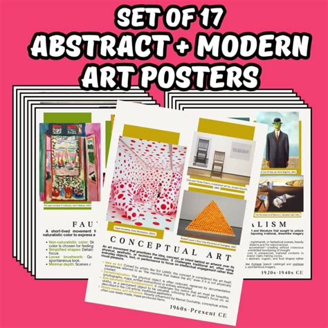 Abstract Modern Art Posters Set Of 17 Printable Class Decor Art History