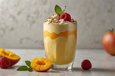 Mango Lassi Parfait Isolated On White Background Premium Ai Generated