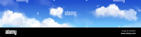 Realistic Blue Sky With White Clouds Vector Illustration Of Abstract