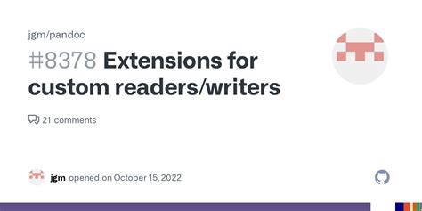 Extensions For Custom Readerswriters · Issue 8378 · Jgmpandoc · Github
