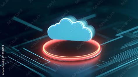 Futuristic Digital Illustration Of Cloud Computing Concept Glowing