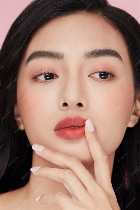 Premium Photo Womans Face Testing Cosmetics Faces For Makeup Face