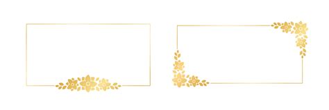 Rectangle Gold Floral Frame Set Luxury Golden Borders For Invitation Card Wedding