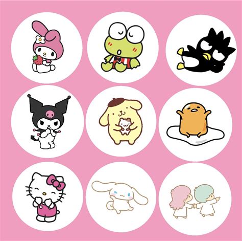 Sanrio Stickers On Pink Background Sanrio Circle