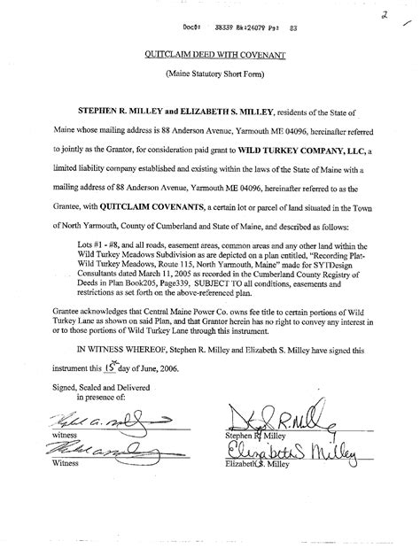 Free Maine Quitclaim Deed Sample Pdf 45kb 2 Pages