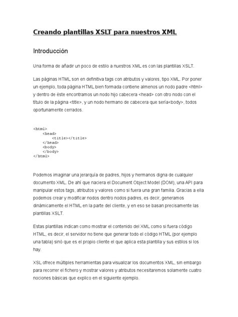 Creando Plantillas Xslt Para Nuestros Xml Pdf Xslt Html