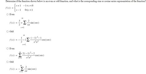 Solved Determine If The Function Shown Below Is An Even Or