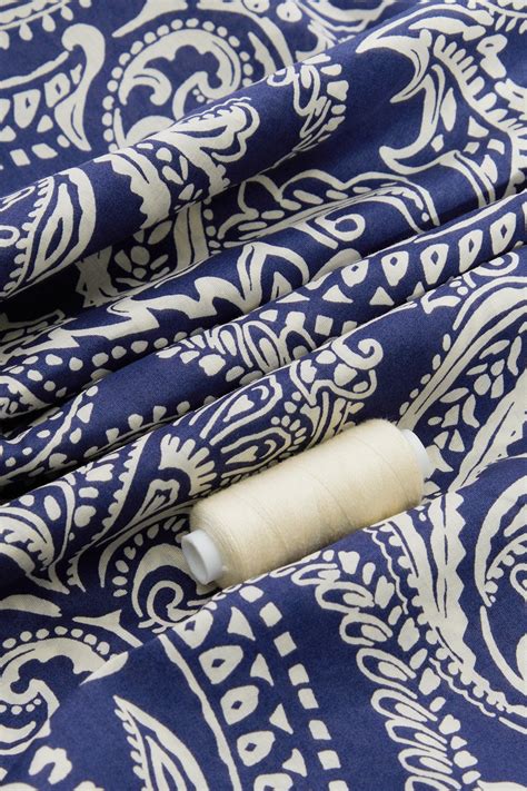 3m Patterned Cotton Fabric Cut Blue Print