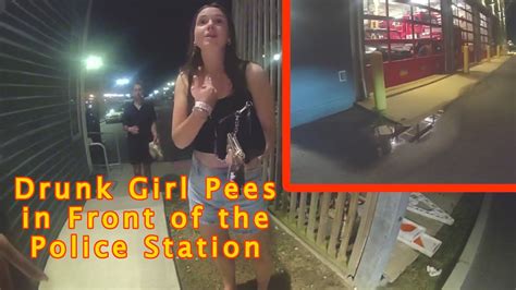 Drunk Girl Pees In Front Of A Police Station Youtube