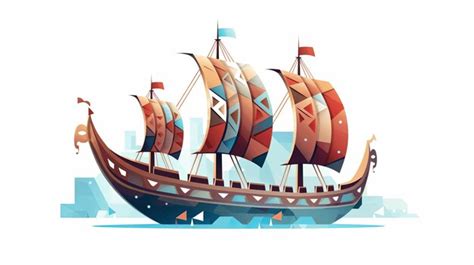 Premium Ai Image Longship Vikings Minimalistic Geometric White