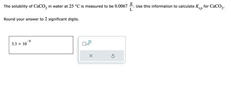 Solved The Solubility Of Caco3 In Water At 25 Degrees