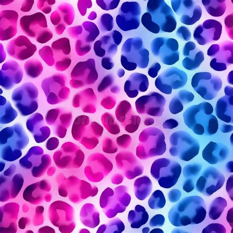 Vibrant Abstract Leopard Print In Pink And Blue Gradient Pattern Stock