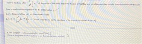 Solved 2 The Error Function Erfx Dt Important In