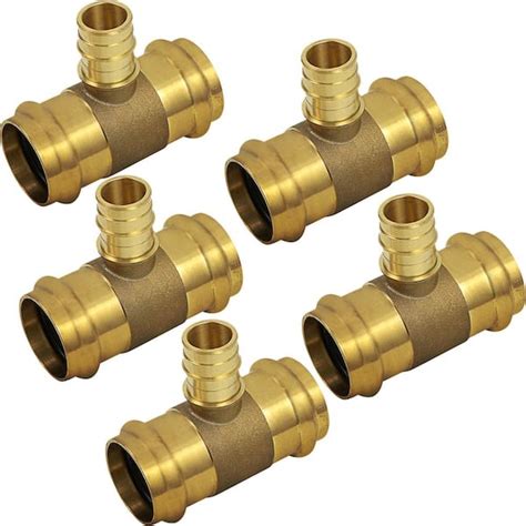 Plumbflex 34 In Pex A X 1 In Press Lead Free Brass Tee Pipe Fitting
