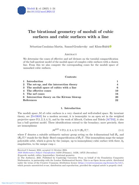Pdf The Birational Geometry Of Moduli Of Cubic Surfaces And Cubic Surfaces With A Line