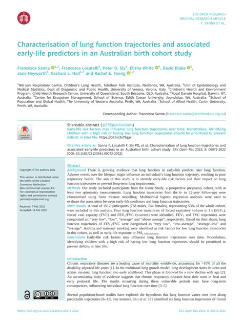 Pdf Characterization Of Lung Function Trajectories And Associated
