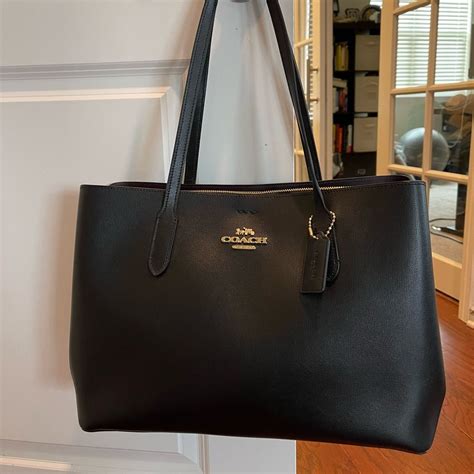 Coach Large Avenue Leather Carryall Satchel Tote Large Black Tote Bag
