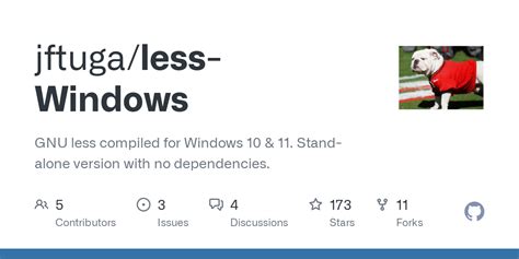 GitHub Jftuga Less Windows GNU Less Compiled For Windows Stand Alone Version With No