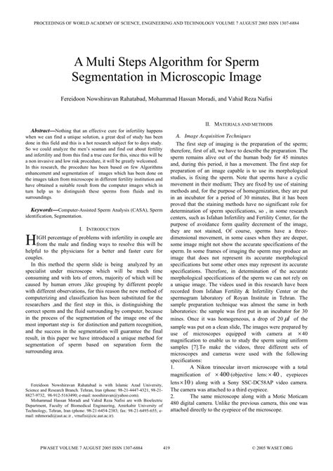 Pdf A Multi Steps Algorithm For Sperm Segmentation In Microscopic Image