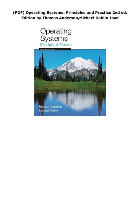 pdf operating systems principles and practice 2nd ed edition by thomas anderson michael
