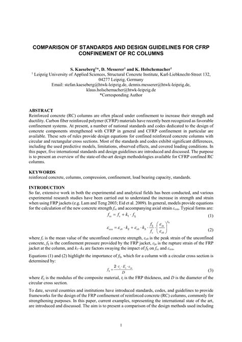 Pdf Comparison Of Standards And Design Guidelines For Cfrp