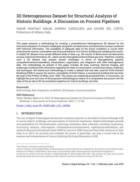 Pdf 3d Heterogeneous Dataset For Structural Analysis Of Historic
