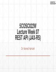 Lecture Week REST API JAXRS Pdf COSC W Lecture Week REST API JAX RS Dr Hamed