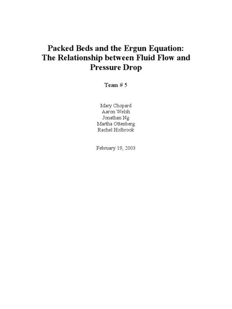 Ergun Equation Validation Download Free Pdf Fluid Dynamics Viscosity