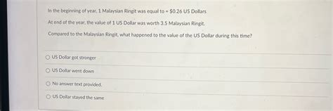 Solved In The Beginning Of Year 1 ﻿malaysian Ringit Was