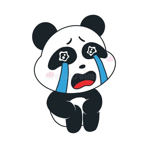 Cute Panda Crying Cartoon Illustration Stock Vector Illustration Of