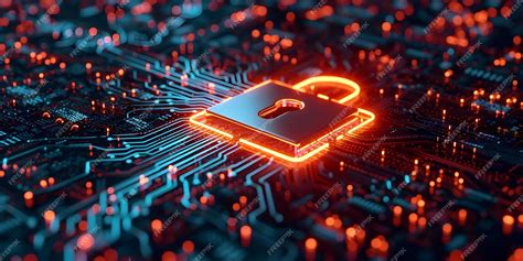 Premium Photo Symbol Of Lock On Digital Circuit Pattern Representing
