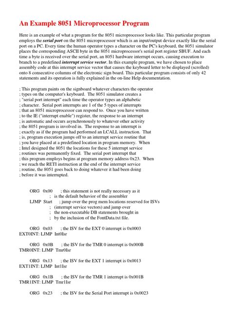 An Example 8051 Microprocessor Program Pdf Subroutine Computer Keyboard