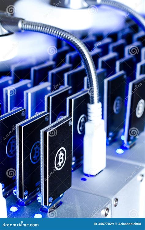 Bitcoin Mining Stock Image Image Of System Business 34677029