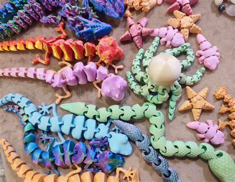 Creative Multi Colored Models Printed On 3d Printer From Molten Plastic