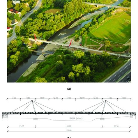 The Cable Stayed Footbridge A General View And B Structural Layout Download Scientific