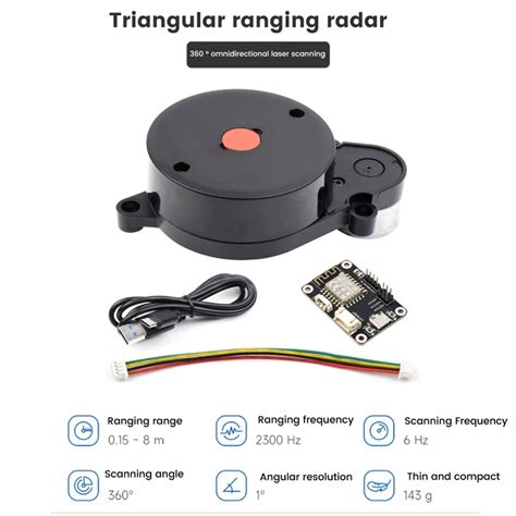 Triangulation Lidar Ld14 360° Ranging Radar 8m Radius Robot Positioning Robot Obstacle Uart
