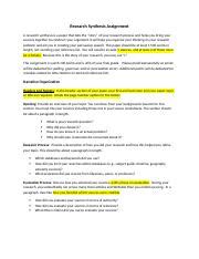 Research Synthesis Assignment 4 Docx Research Synthesis Assignment A Research Synthesis Is A