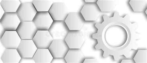 White Hexagon Structure Gears Header Stock Illustration Illustration