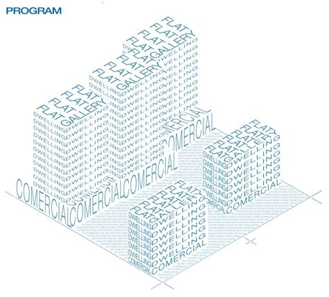 Axonometric Text Diagram Of A Program For An Architectural Project