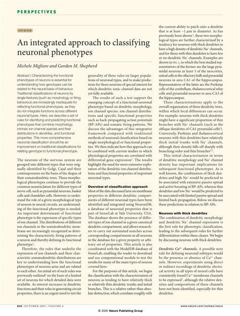 Pdf An Integrated Approach To Classifying Neuronal Phenotypes