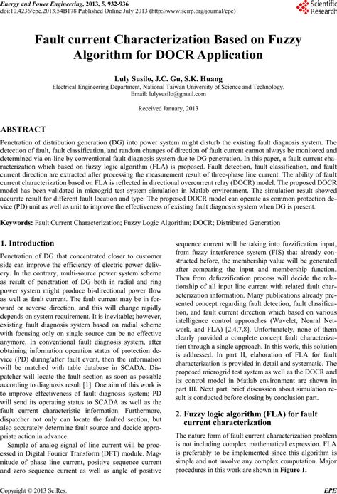 Fault Current Characterization Based On Fuzzy Algorithm For DOCR Application