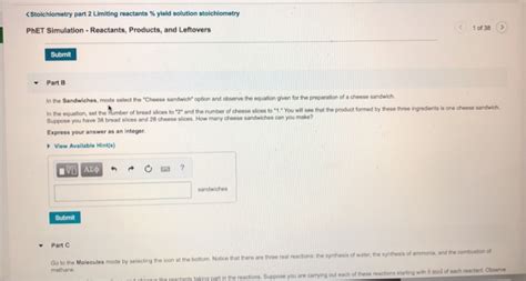 Solved Stoichiometry Part Limiting Reactants Yield Chegg