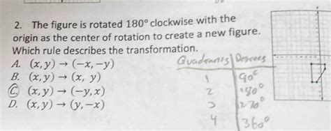 Solved 2 The Figure Is Rotated 180° Clockwise With The Origin As The Center Of Rotation To